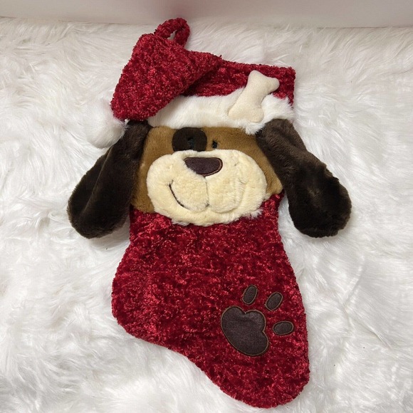 Dan Dee | Holiday | Vintage Dan Dee Christmas Stocking Red Brown Puppy ...